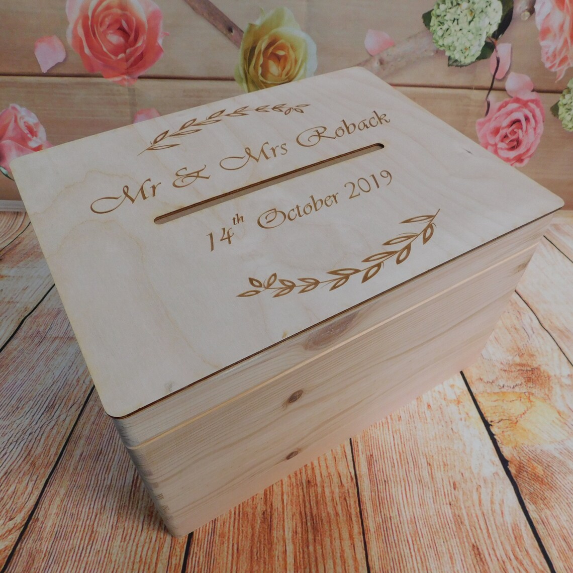 Lockable Wedding Guests Wish Post Box With Wreath Wooden With | Etsy UK