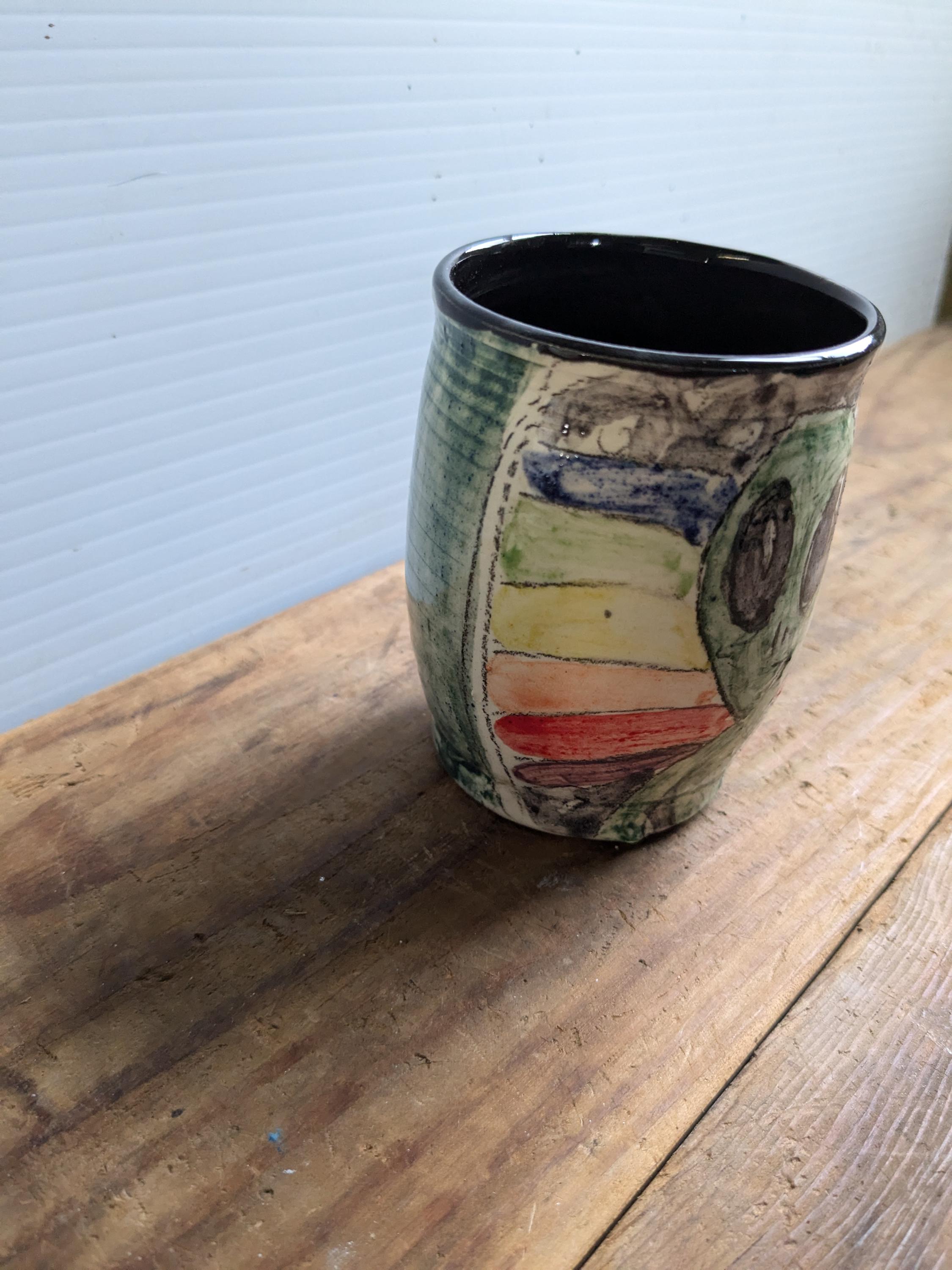 Rainbow Alien ET Ufo Ceramic Handmade Whiskey Water Wine Glass ...