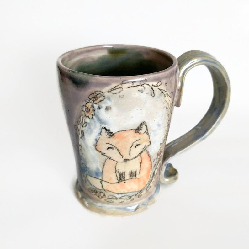 Purple Ceramic Handmade Cozy Fox Mug Woodland Buddy Pottery - Etsy