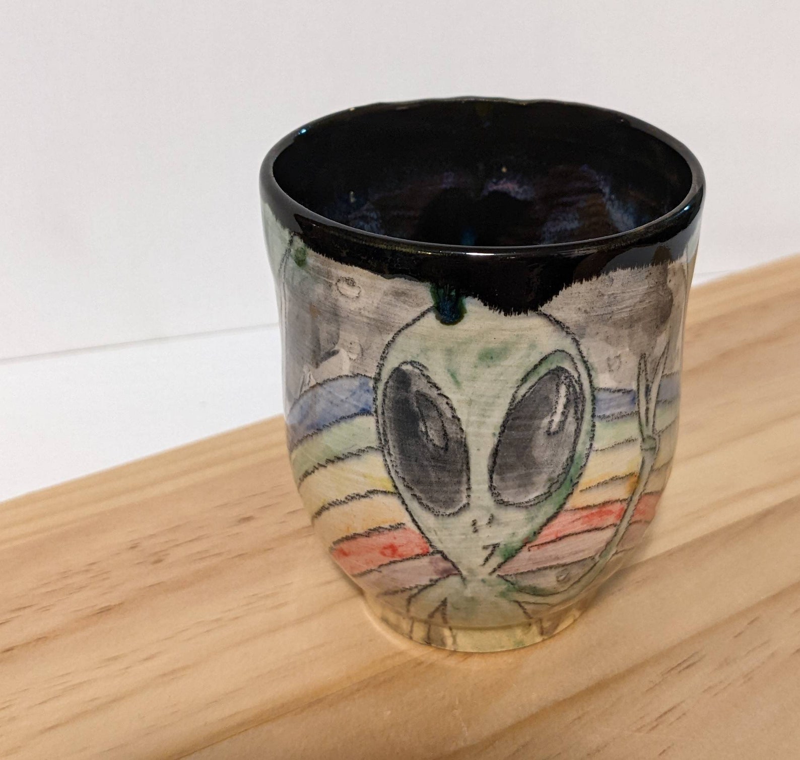 Rainbow Alien ET Ufo Ceramic Handmade Whiskey Water Wine Glass ...
