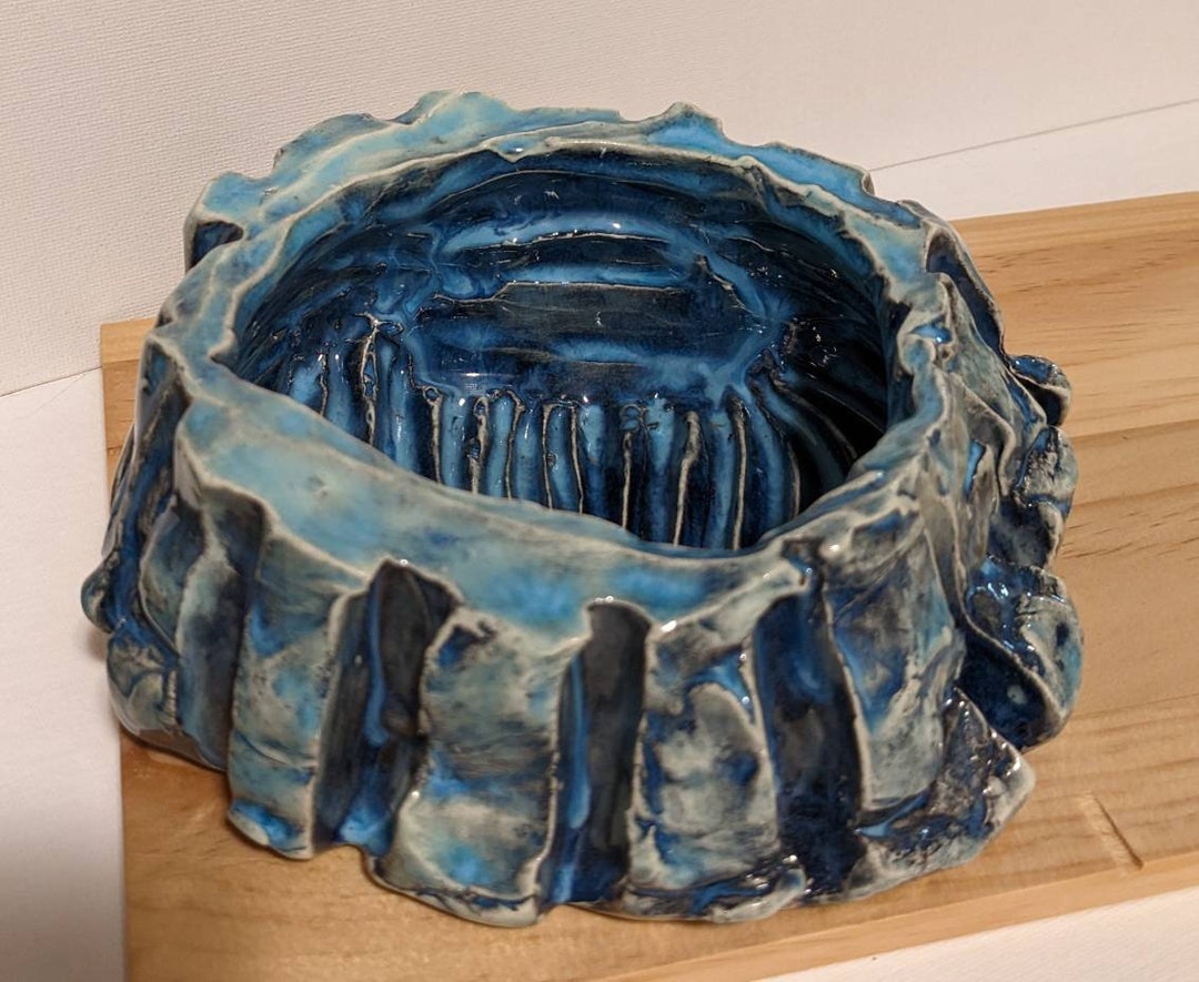 Cute Rustic Aqua Blue and Black Hand Carved Distressed Vertical Striped ...