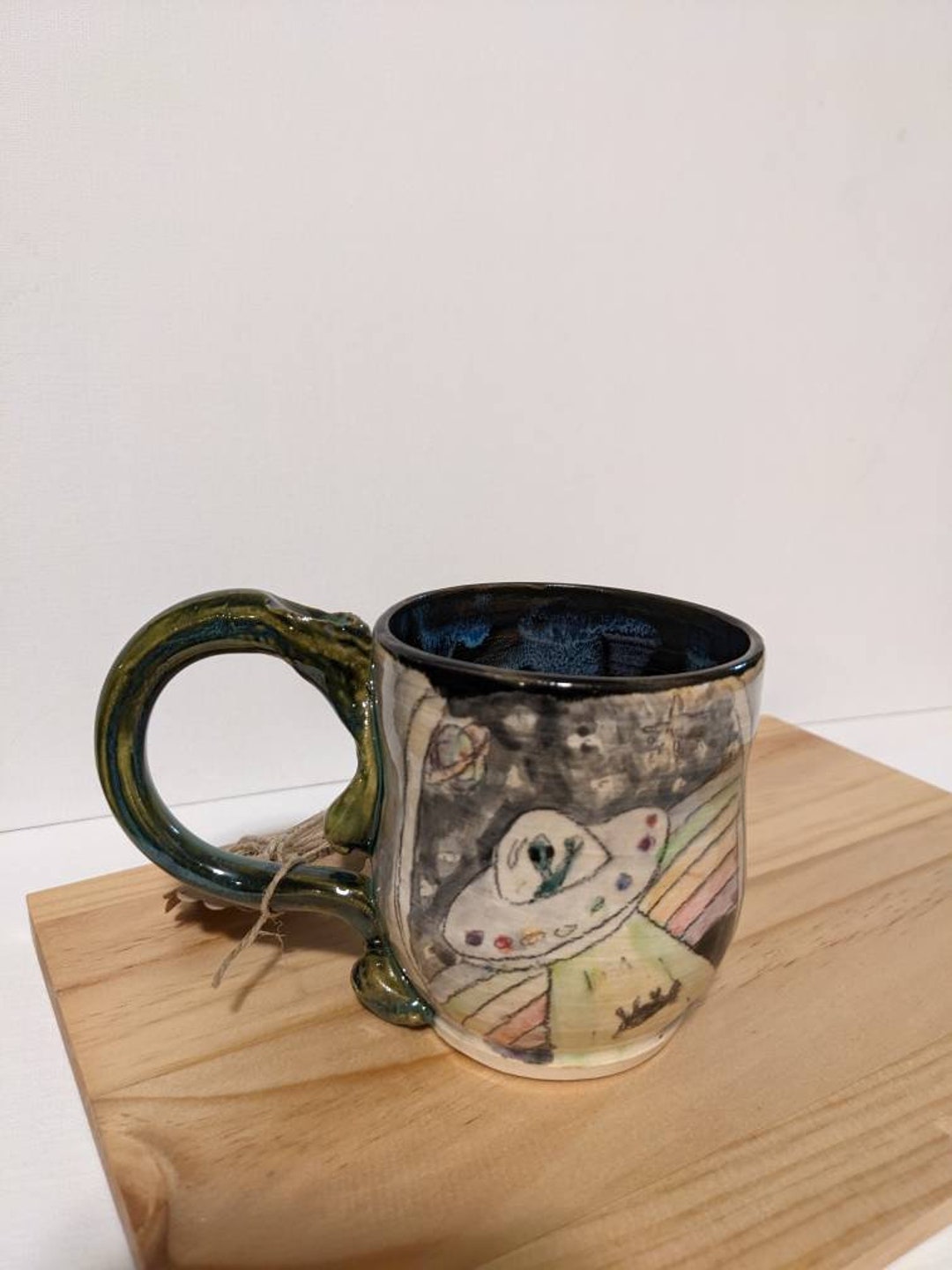 Rainbow Alien ET Ufo Ceramic Handmade Mug, Space Buddy Illustrated ...