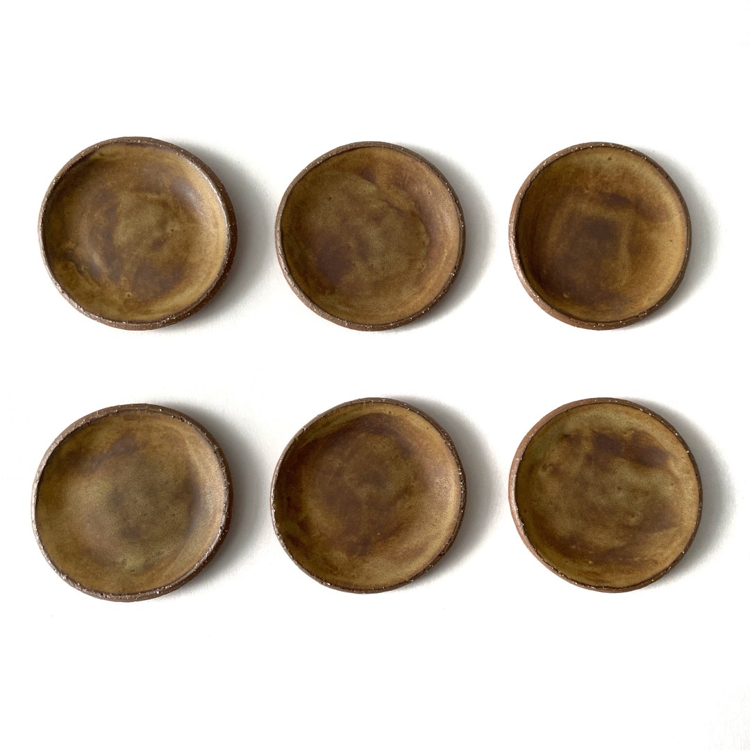 Tiny Stoneware Pottery Plates: Set of 6 Handcrafted Butter Pat Dishes ...