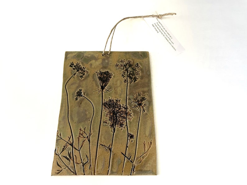 Queen Anne's Lace Ceramic Tile: Botanical Wall Art, Rustic Decor - Etsy