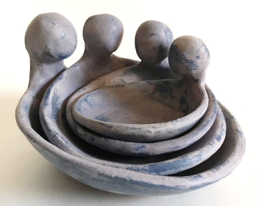 Set of 4 Ceramic Nesting Bowls. Functional Goddess Art Stoneware ...