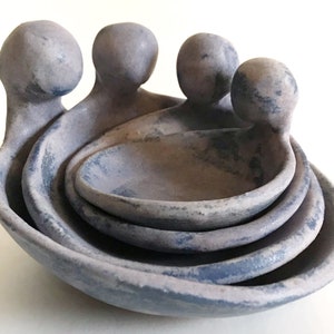 Set of 4 Ceramic Nesting Bowls. Functional Goddess Art Stoneware ...