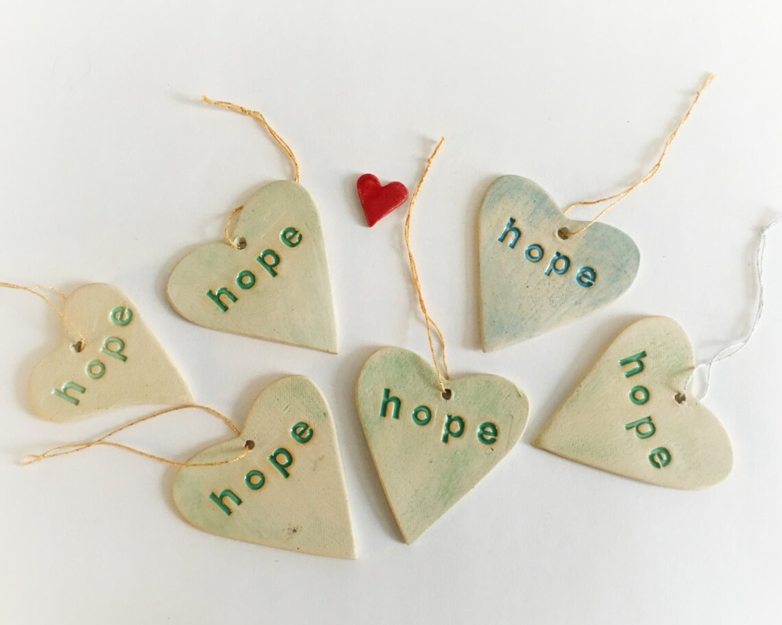 Inspirational Ceramic Ornaments. Hearts. Love Sign. Hope - Etsy