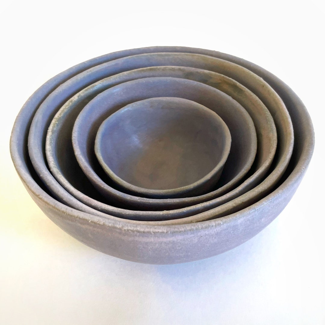 Hand-built Purple Stoneware Nesting Bowls - Set of 5 Vermont Pottery - Etsy