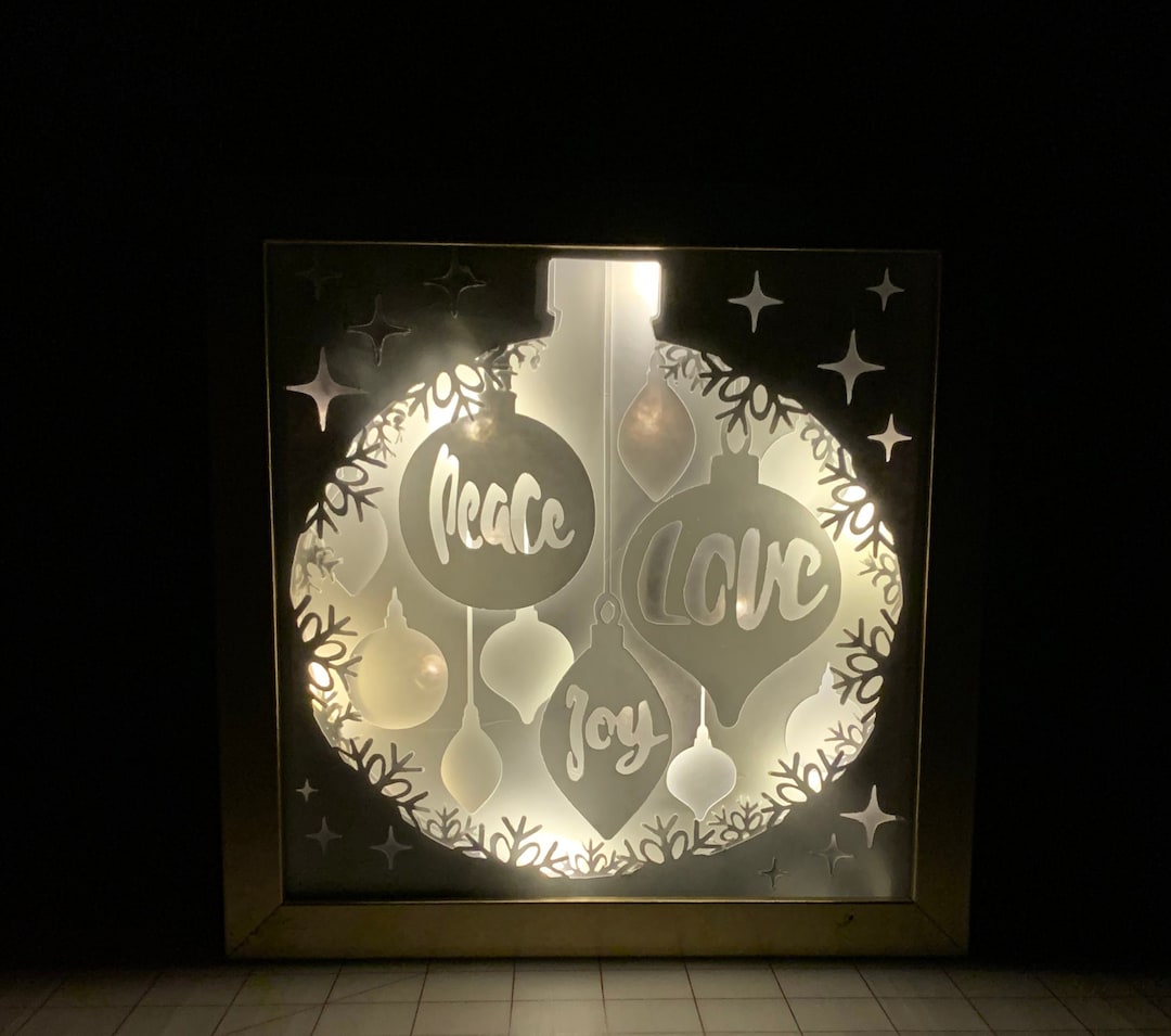 Decorative Christmas Illuminated Shadow Box, Light up Peace, Love, Joy ...