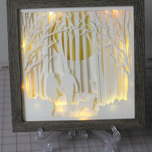 Light up Couple With Dog Shadow Box, Light up 3D Woods 8x8 Shadow Box ...