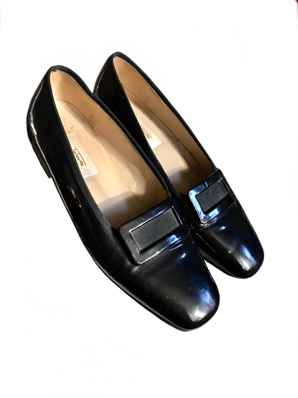 Talbot Black Genuine Patent Leather Women's Slip-on Loafers / 1960s ...