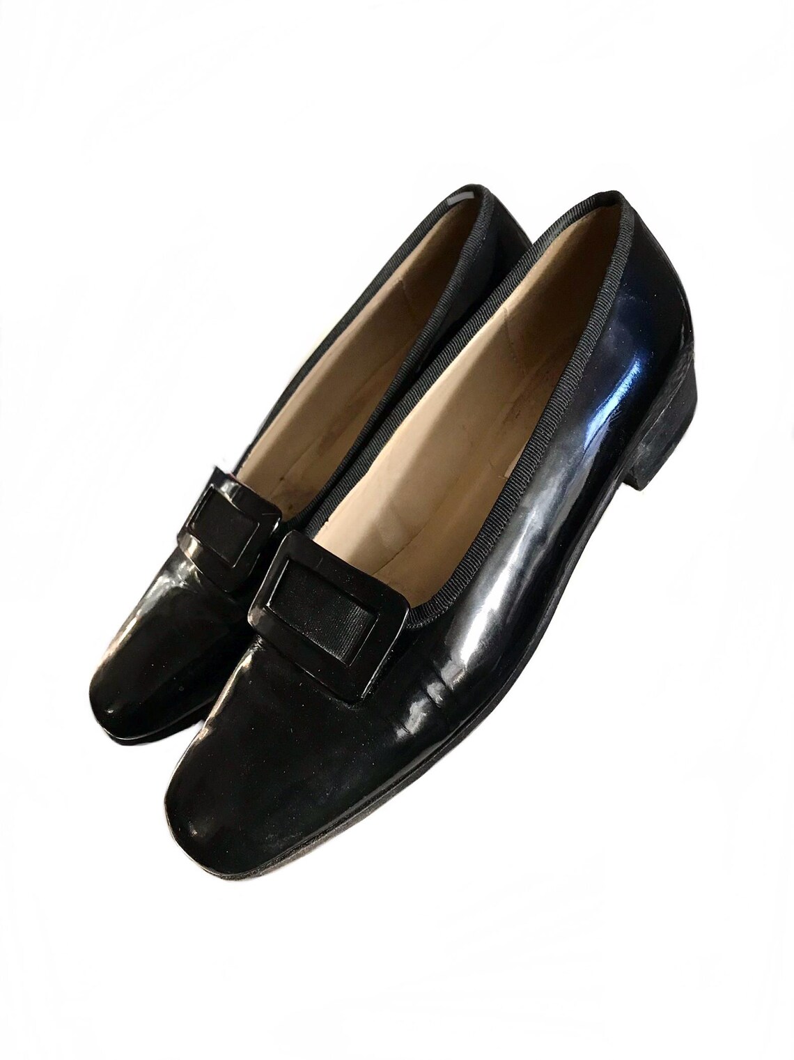 Talbot Black Genuine Patent Leather Women's Slip-on Loafers / 1960s ...