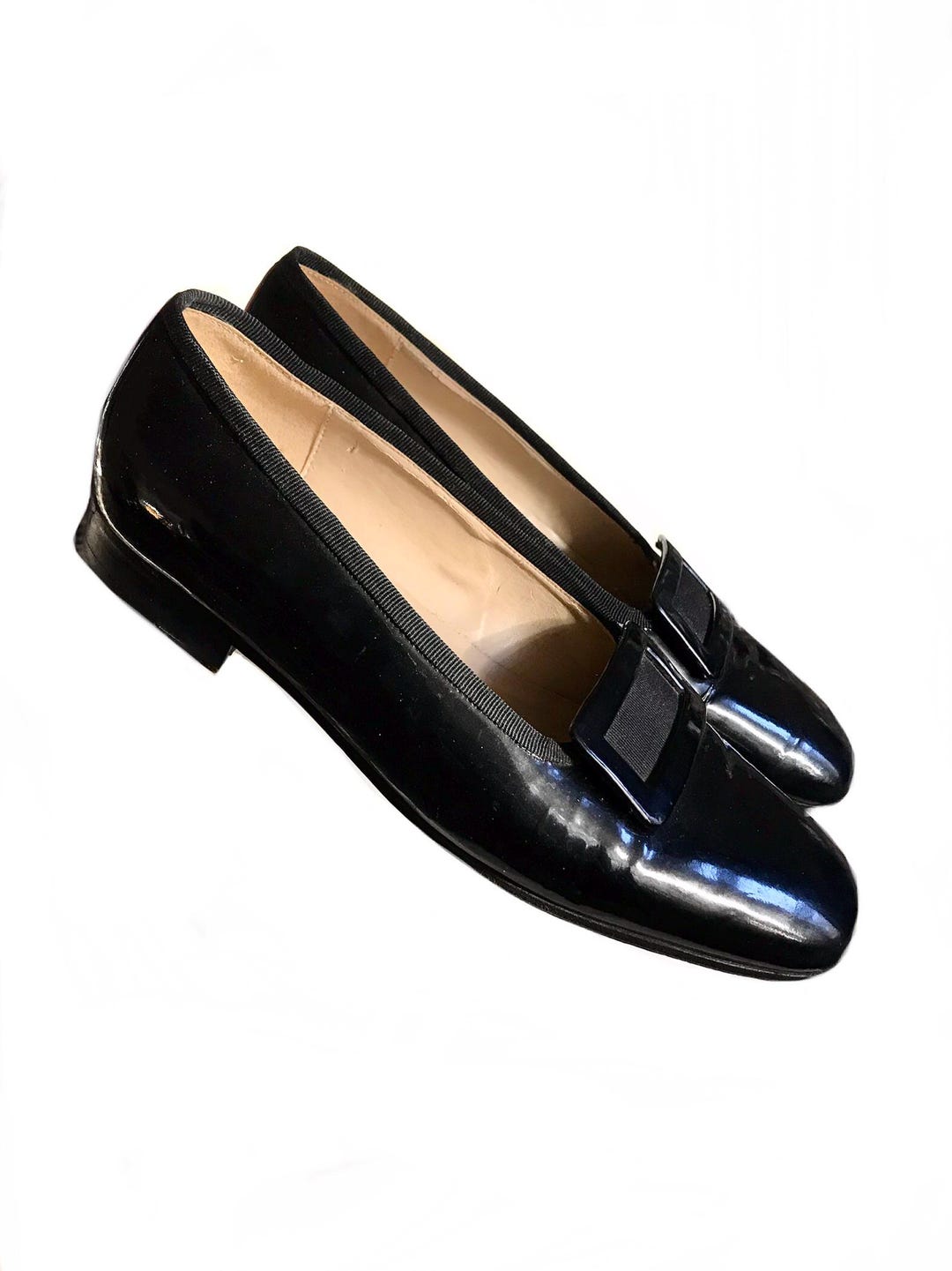 Talbot Black Genuine Patent Leather Women's Slip-on Loafers / 1960s ...