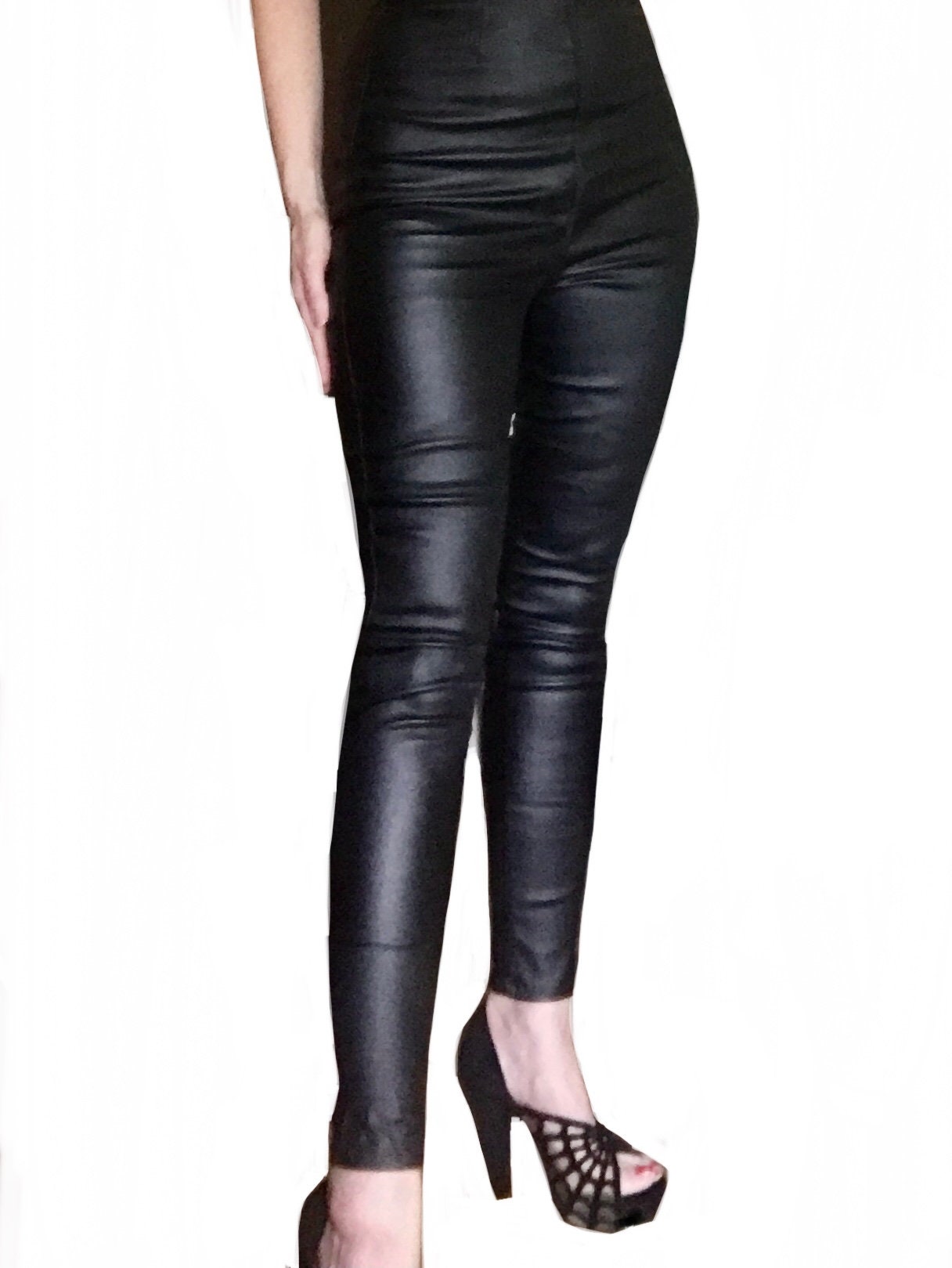 Collectif London 1950s Black Leather Look Jumpsuit / Bad Girl ...