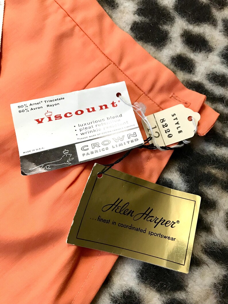 Deadstock Vintage 1950s Orange Pencil Skirt/ 50s Sportswear Rockabilly ...