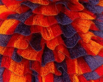 Ballerina ICE Ruffle Scarf Knit Yarn Red Purple Orange 1 | Etsy