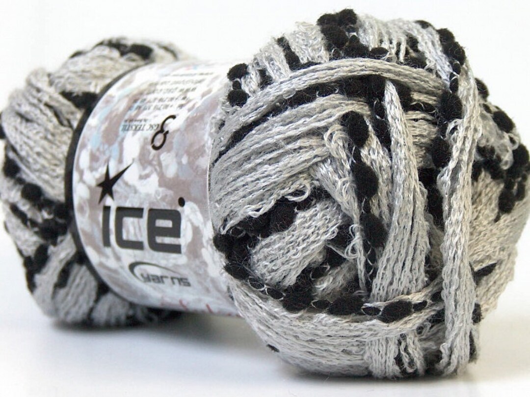 Grey Ruffle Scarf Yarn, Salsa ICE Yarn, 1 Skein 100 Gr, Supply Knit and ...
