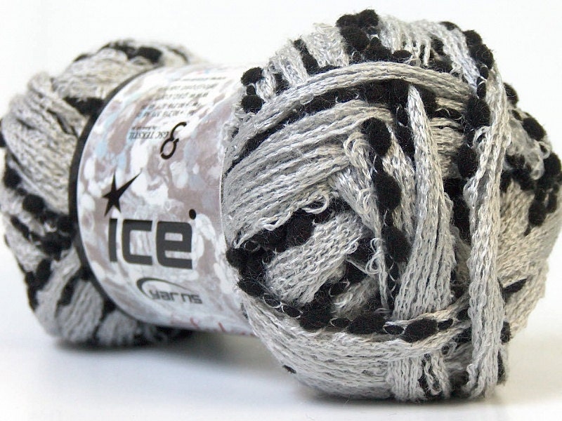 Grey Ruffle Scarf Yarn, Salsa ICE Yarn, 1 Skein 100 Gr, Supply Knit and ...