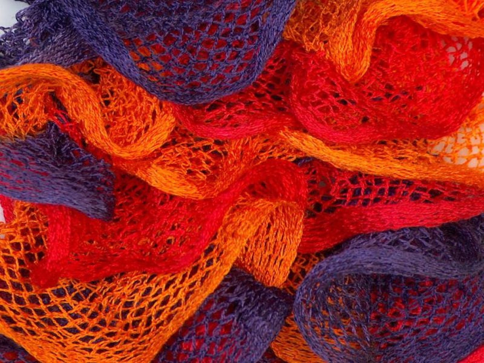 Ballerina ICE Ruffle Scarf Knit Yarn Red, Purple, Orange 1 Skein 100 Gr ...