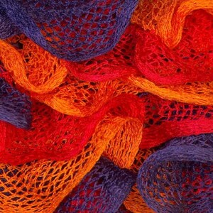 Ballerina ICE Ruffle Scarf Knit Yarn Red, Purple, Orange 1 Skein 100 Gr ...