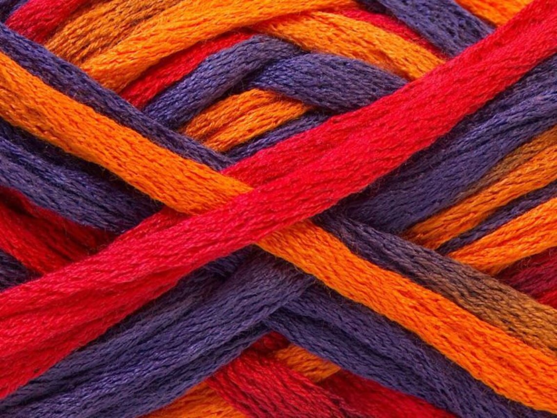Ballerina ICE Ruffle Scarf Knit Yarn Red Purple Orange 1 - Etsy