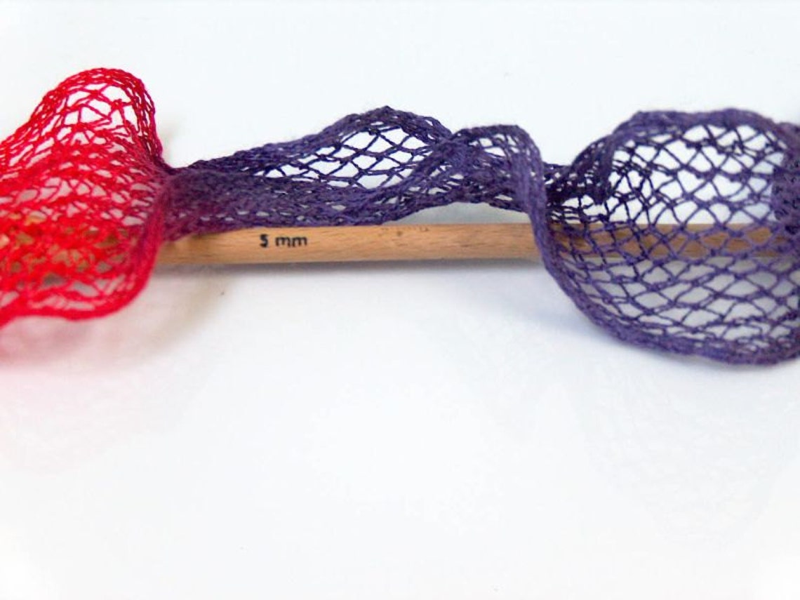 Ballerina ICE Ruffle Scarf Knit Yarn Red Purple Orange 1 - Etsy