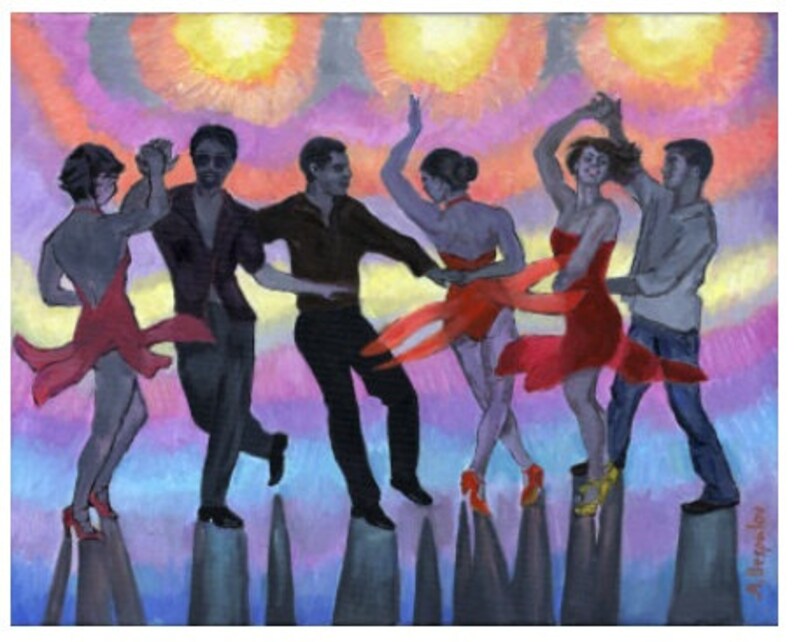 Salsa Dancing Art PRINT, Colorful Club Scene Silhouette - Etsy
