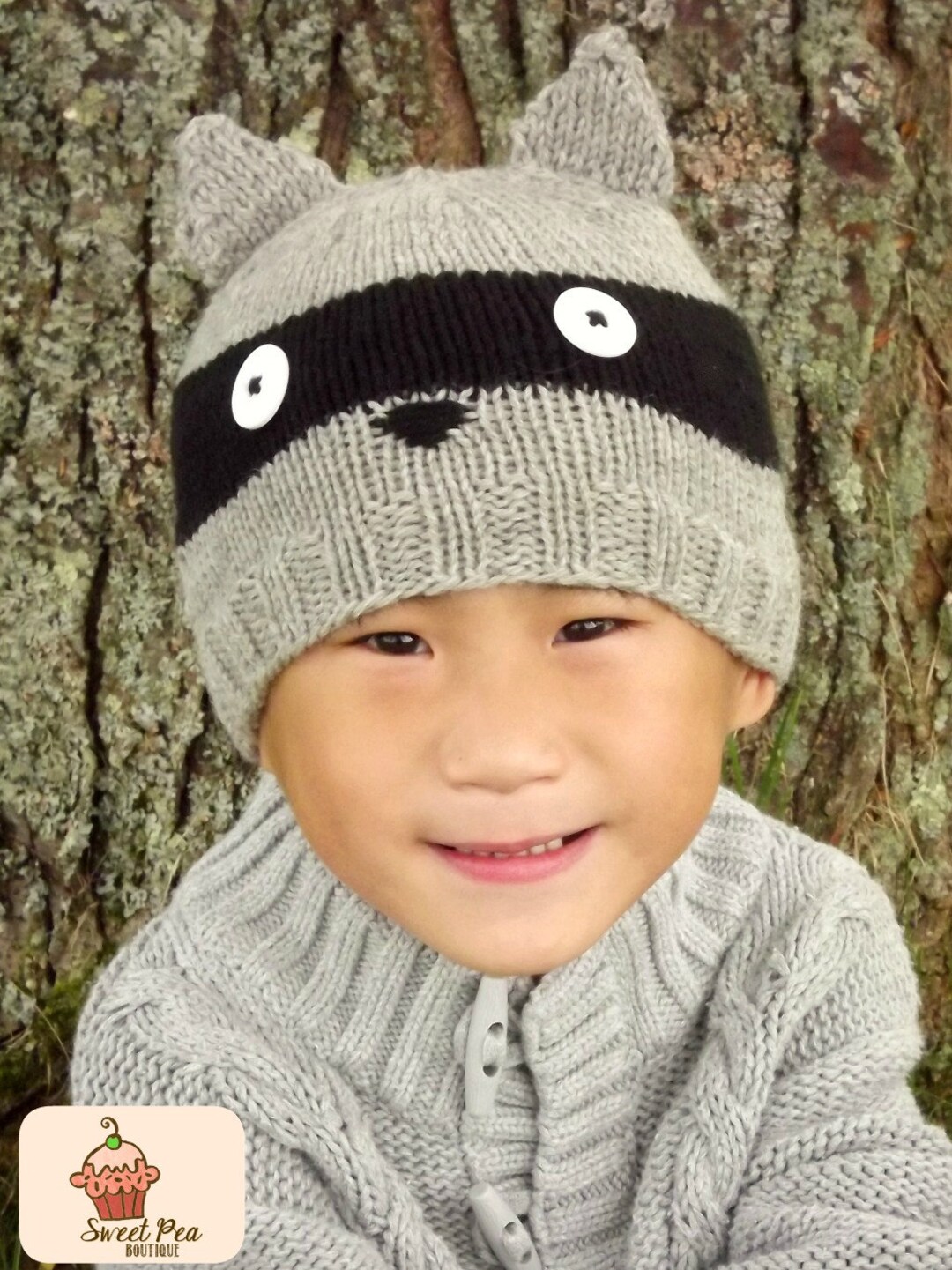 Sombrero mapache de punto a mano TODOS los tamaños bebé, niño pequeño ...