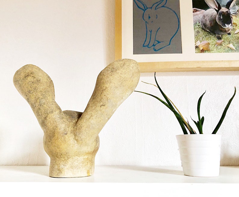 Brown Ceramic Bunny Head Sculpture | Etsy