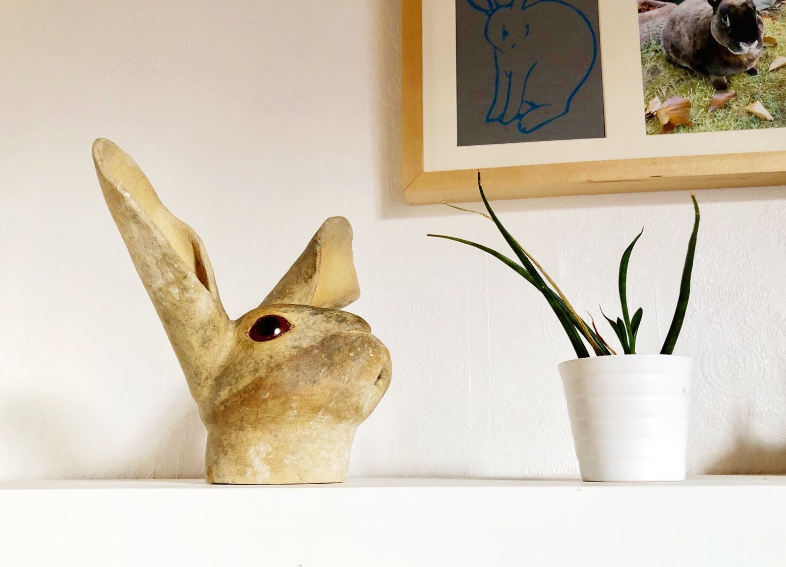 Brown Ceramic Bunny Head Sculpture | Etsy