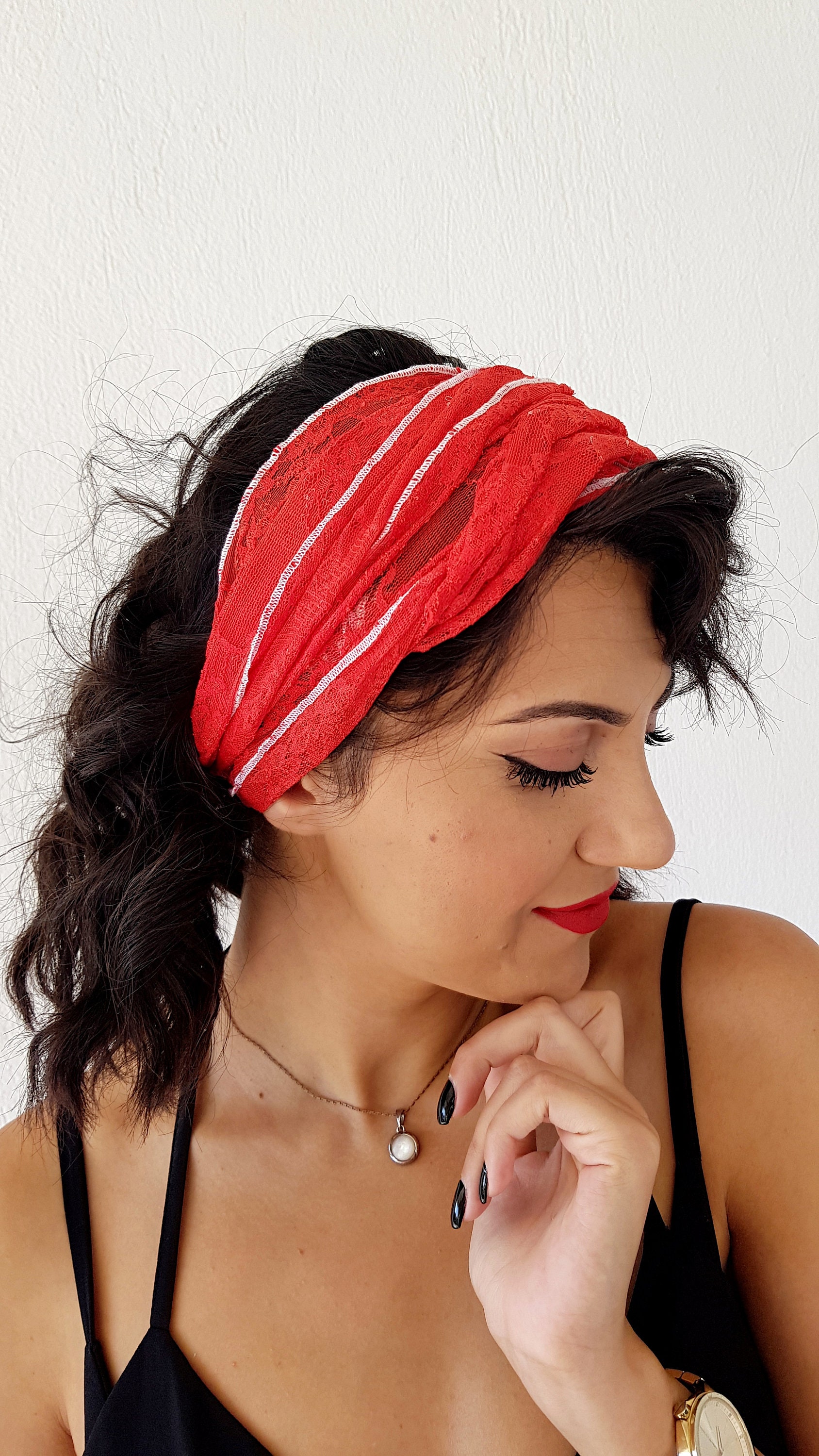 Off White Lace Headband Hair Scarf Women Gift Head Scarf, Hair Covering ...