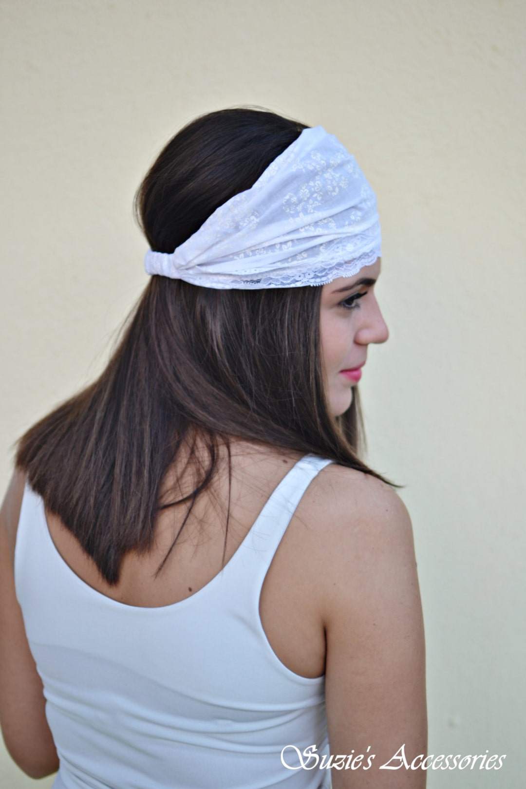 White Headband Cotton Headband Handmade Headbands Hippie Headband ...