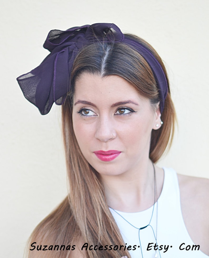Purple Head Scarf Purple Hair Wrap Womens Headband Head Scarf, Hair Tie ...