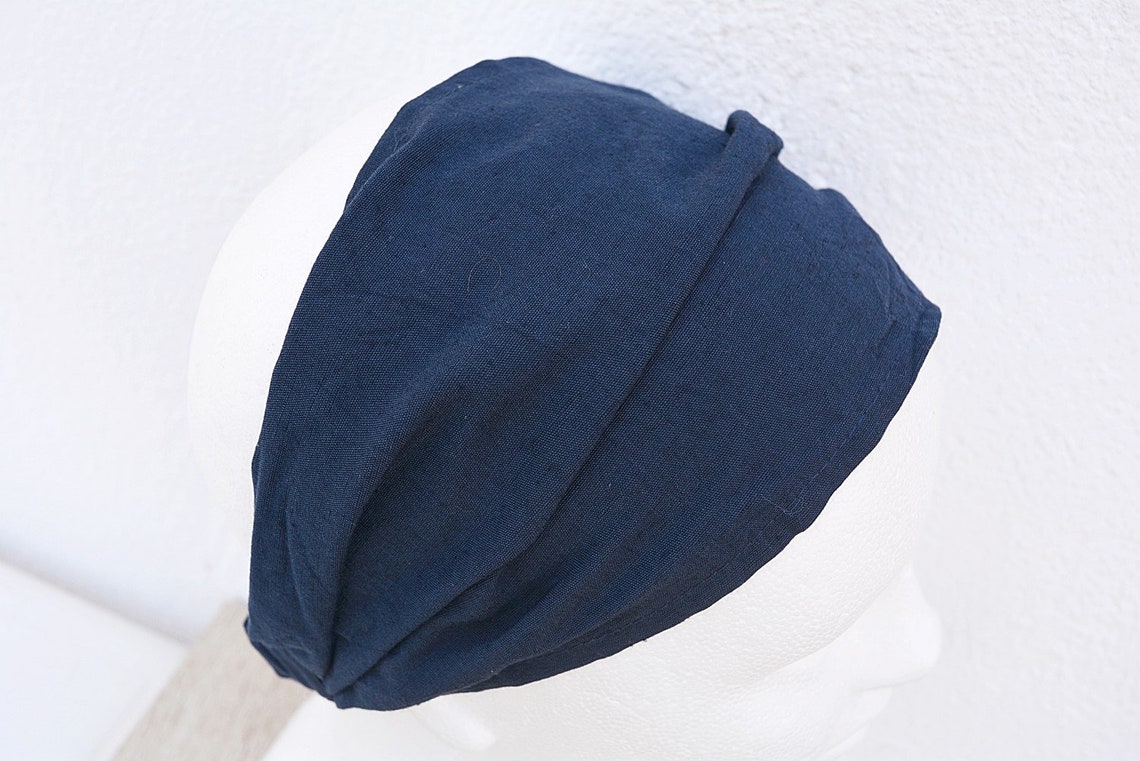 Navy Blue Headwrap, Blue Linen Headscarf, Mom Gift Headband, Mom Linen ...