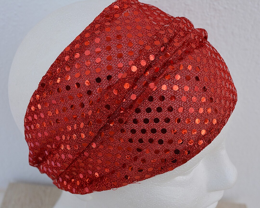 Red Headband, Sequins Headband, Turban Sequins, Head Wrap Red, Bling ...