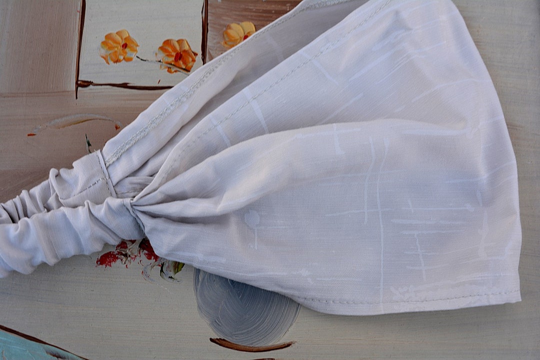 Grey/ Ivory Turban, Retro Turbans, Running Turban, Yoga Turband, Cream ...