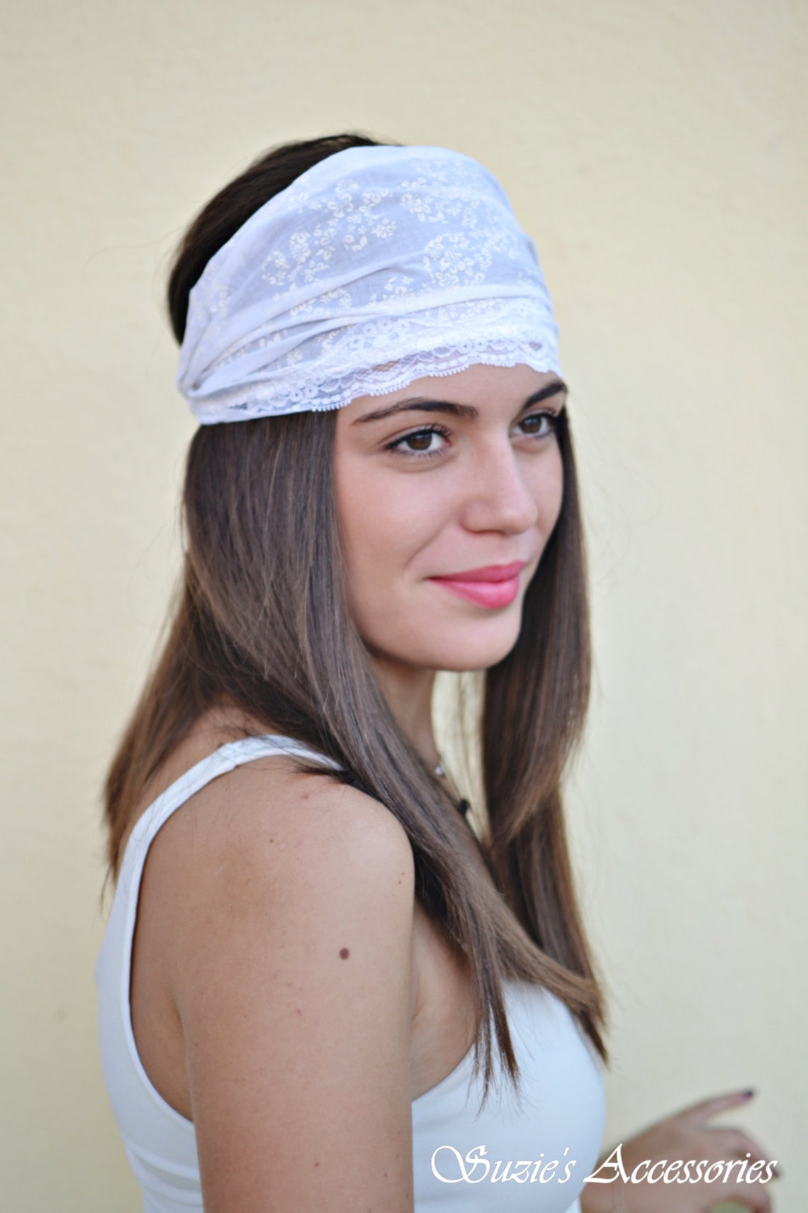 White Headband Cotton Headband Handmade Headbands Hippie Headband ...