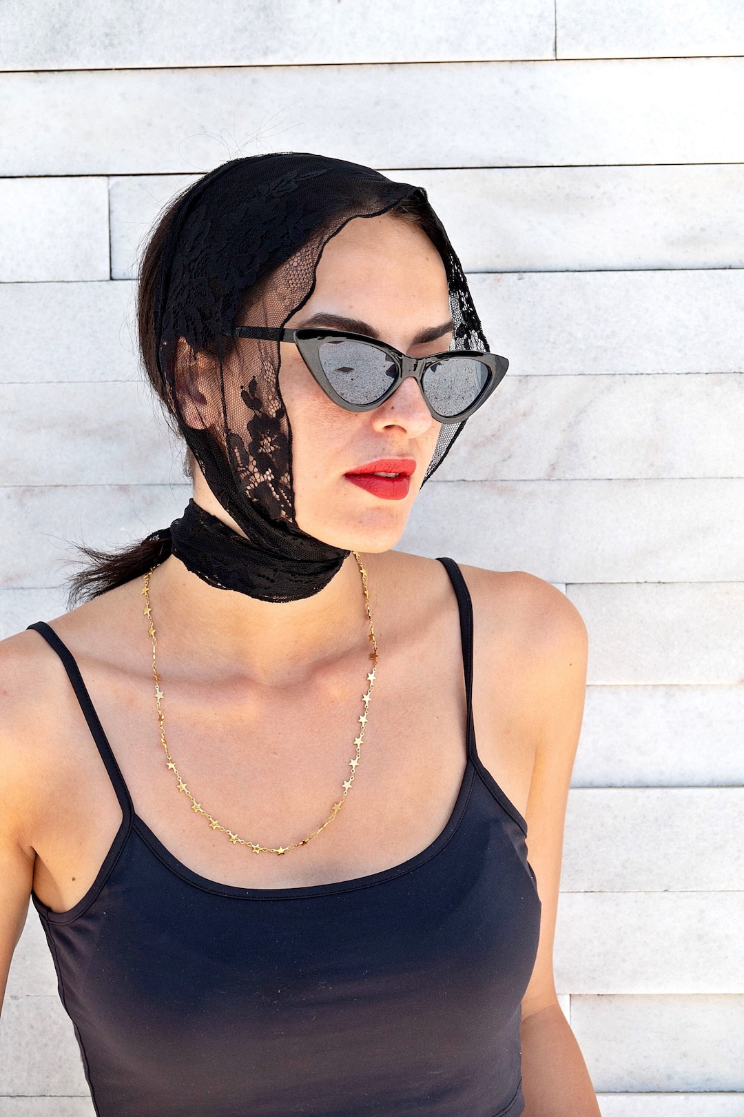 Black Lace Headband Hair Scarf Women Gift Head Scarf, Hair Covering ...