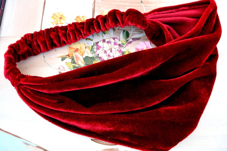 Velvet Running Wine Red Turban, Burgundy Boho Yoga Turbans, Workout ...