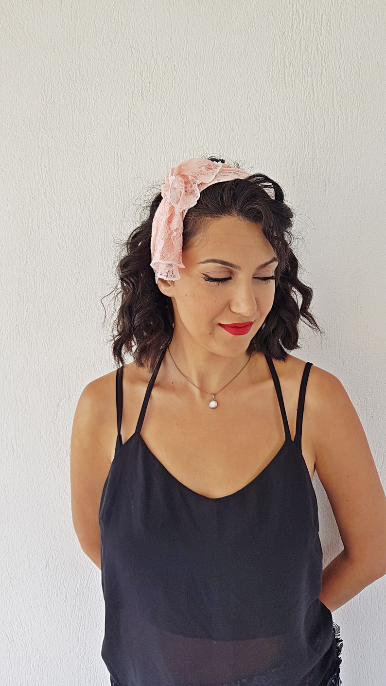 White Lace Headband Hair Head Scarf Stunning Umber Etsy