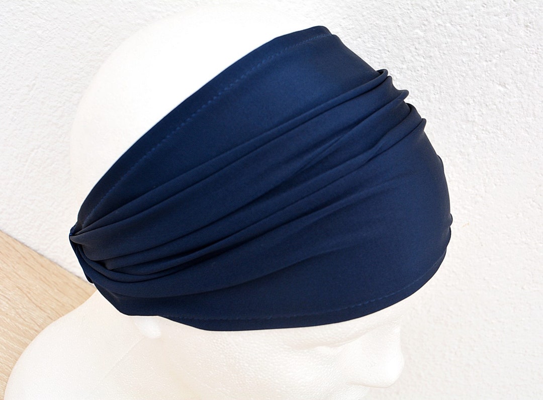 Blue Wide Headband, Wrap Womens Headband, Yoga Head Wrap, Head Scarf ...
