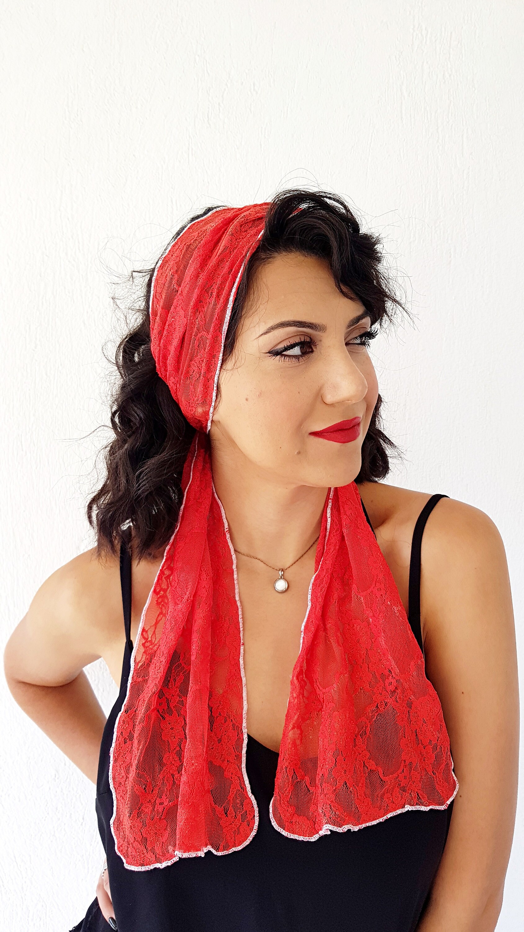Off White Lace Headband Hair Scarf Women Gift Head Scarf, Hair Covering ...