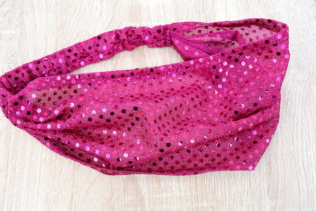 Fuchsia Womens Sequins Headband Turban Sequins Head Wrap Bling Fashion ...