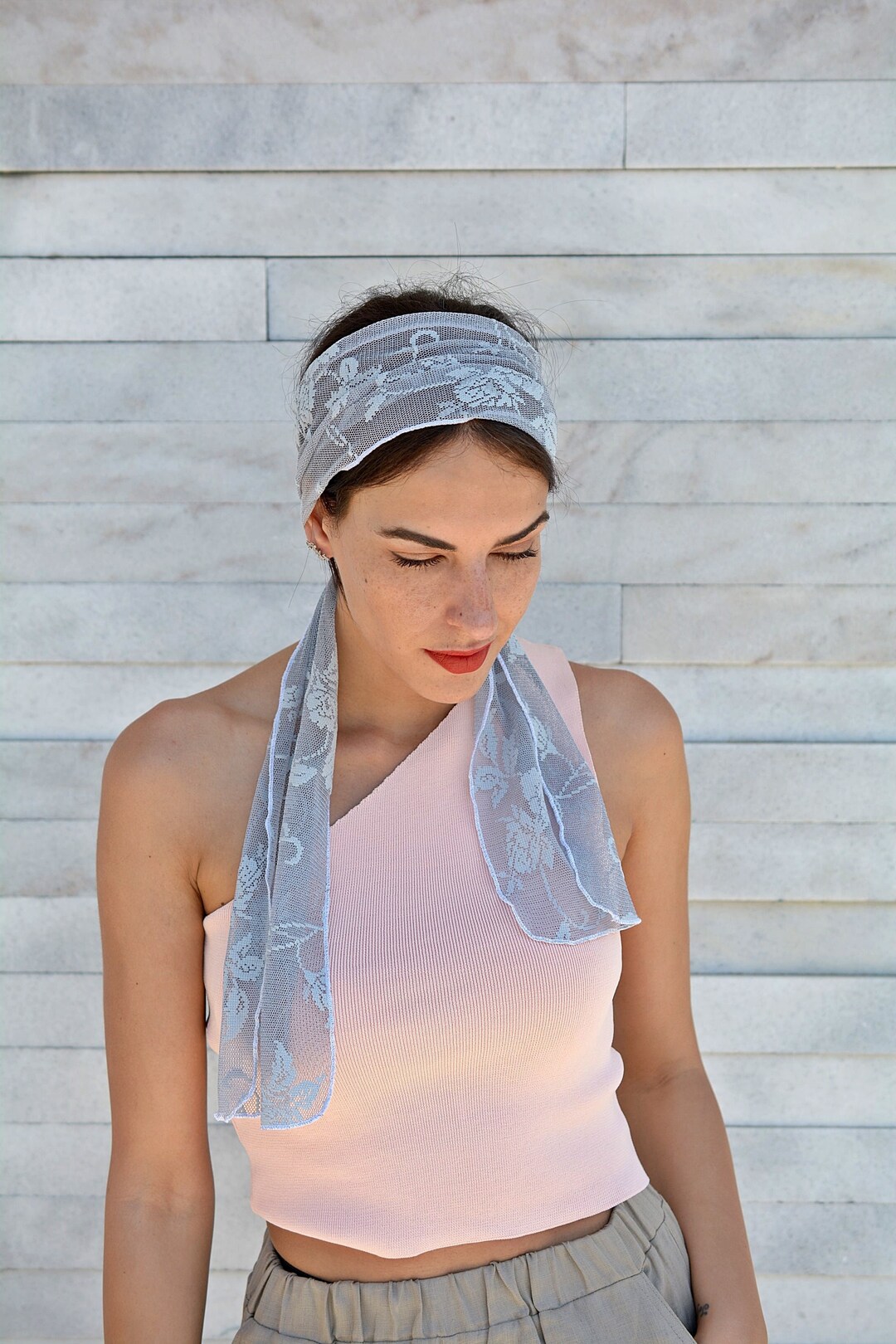 Grey Lace Headband Hair Scarf Women Gift Head Scarf, Hair Covering ...
