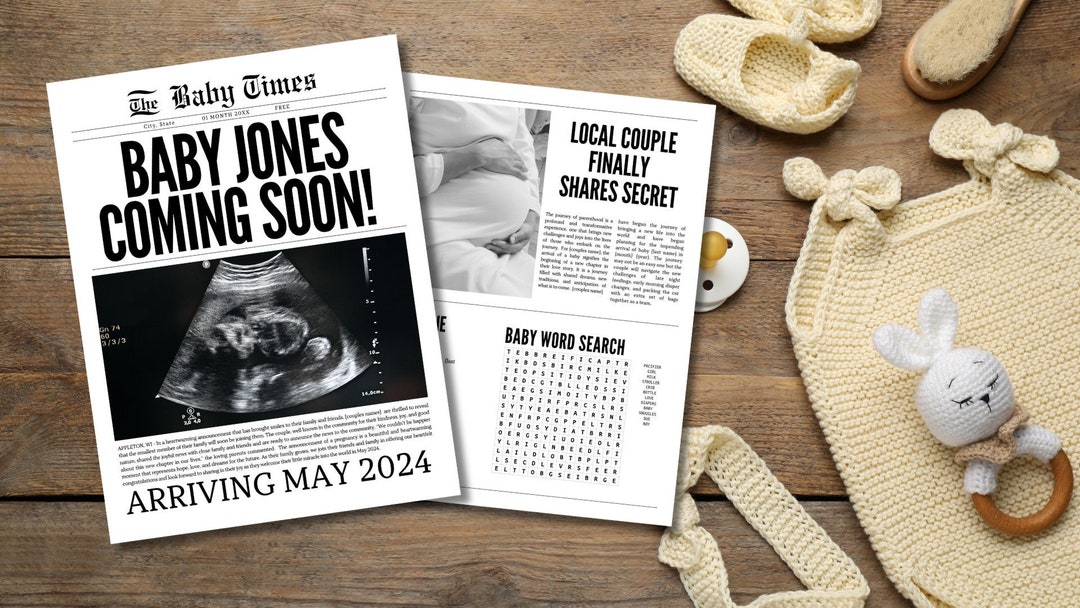 Pregnancy Newspaper Announcement, Digital Download Baby Newspaper ...