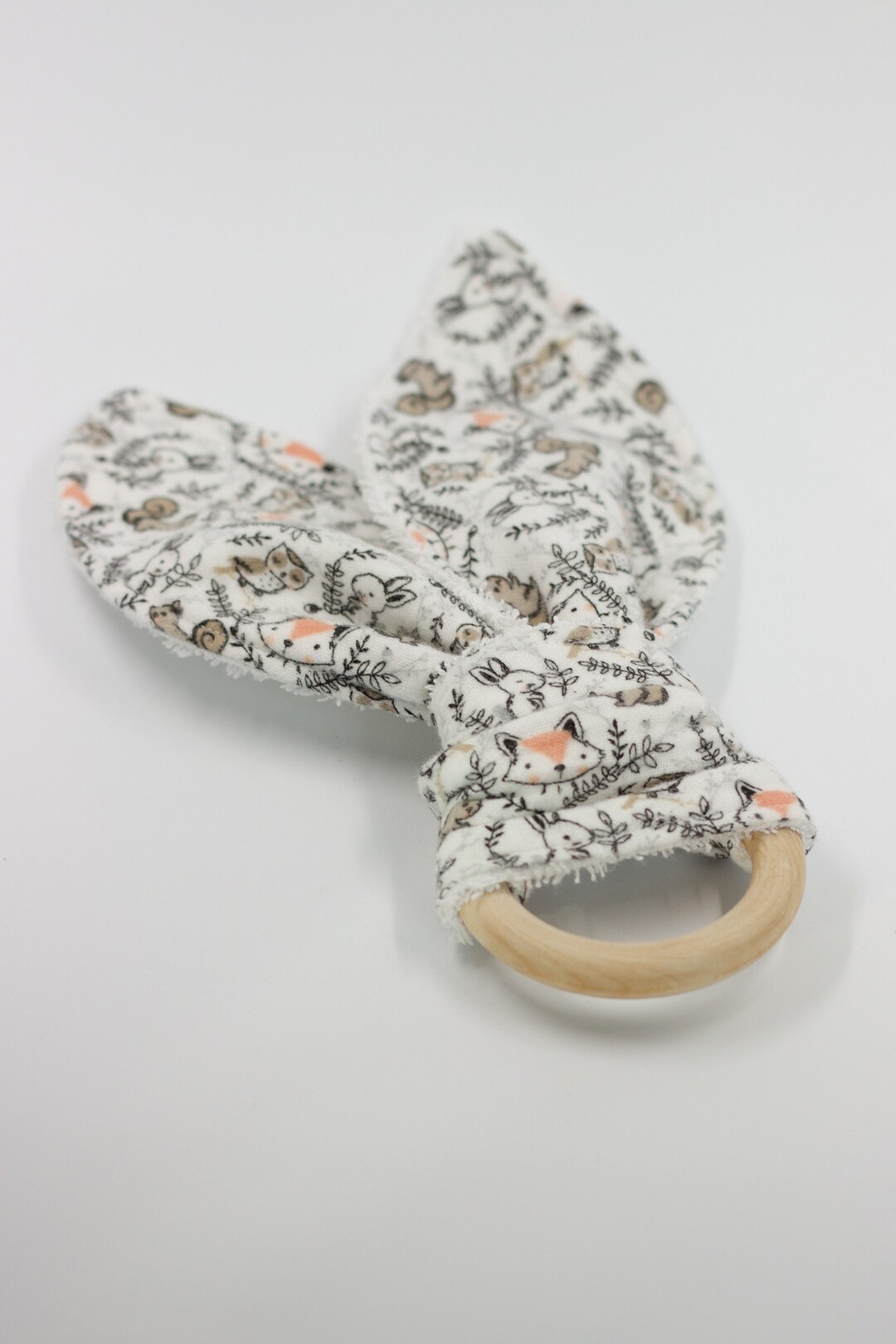 Personalized Fabric Teether Woodland Doodle Teething Ring Wood and ...