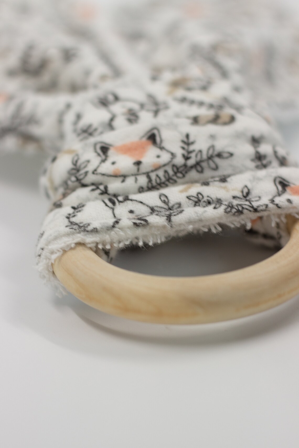 Personalized Fabric Teether Woodland Doodle Teething Ring Wood and ...