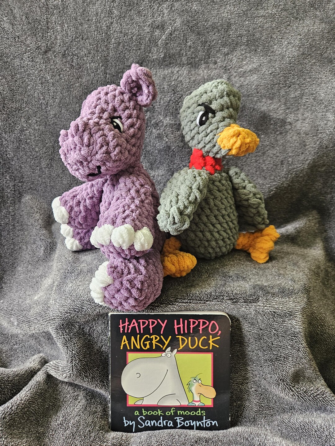 Happy Hippo, Angry Duck Set of Stuffed Animals, Hand-made Crochet ...
