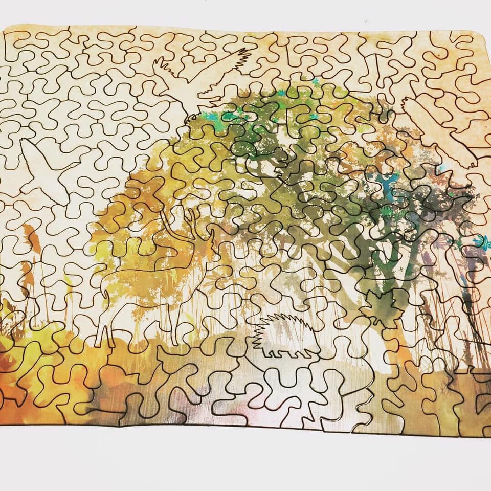 Forest Puzzle With Fauna and Flora Lasercut Wooden Pieces | Etsy