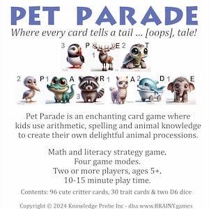 Pet Parade Card Game for Kids and Families - Etsy